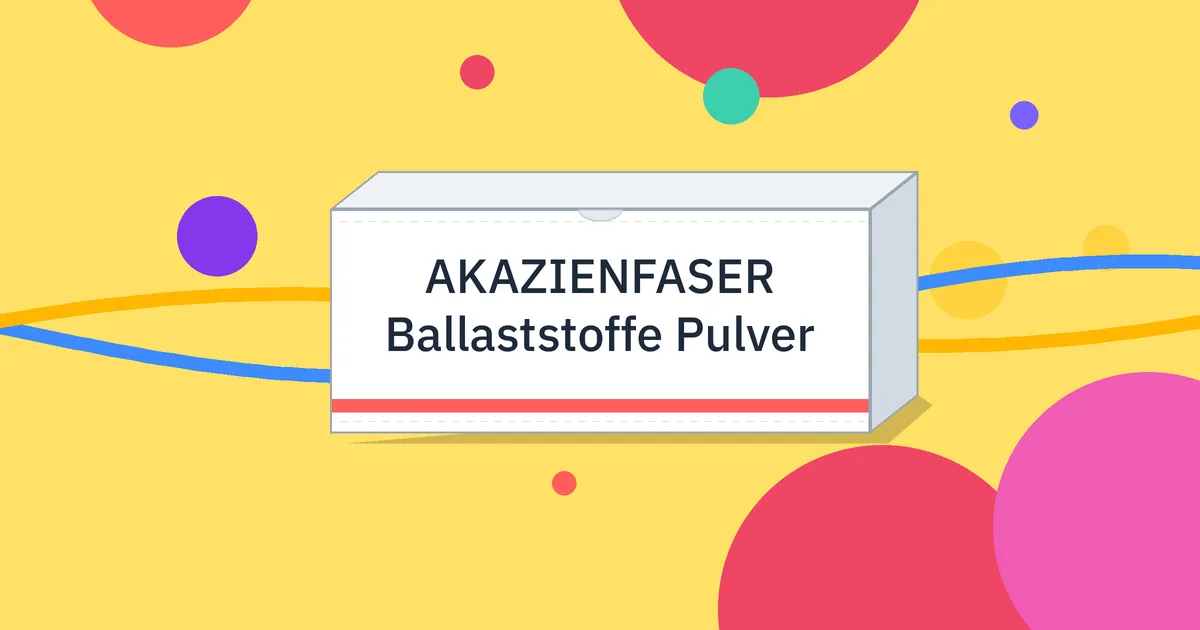 Symbolbild: Packung mit der Aufschrift AKAZIENFASER Ballaststoffe Pulver (PZN 16791334) – Verfügbarkeit und Bezug in Apotheken in Frankfurt am Main