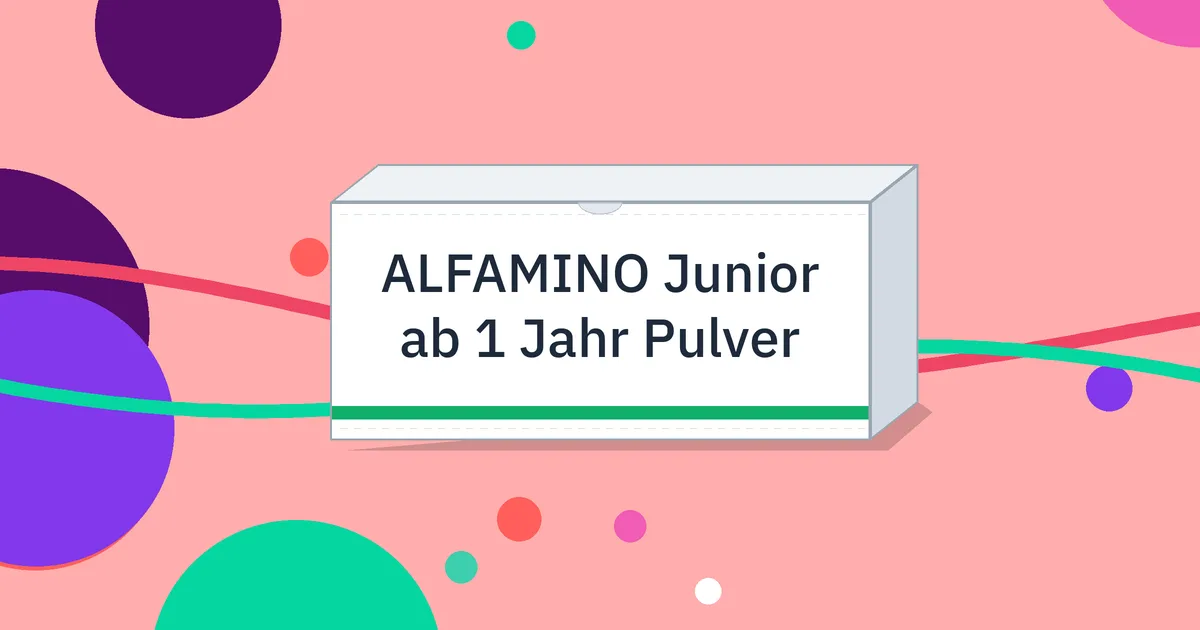 Symbolbild: Packung mit der Aufschrift ALFAMINO Junior ab 1 Jahr Pulver (PZN 13912211) – Verfügbarkeit und Bezug in Apotheken in Frankfurt am Main