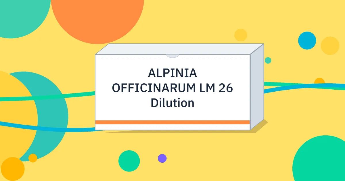 Symbolbild: Packung mit der Aufschrift ALPINIA OFFICINARUM LM 26 Dilution (PZN 13314013) – Verfügbarkeit und Bezug in Apotheken in Frankfurt am Main