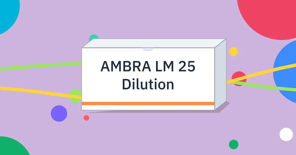 Symbolbild: Packung mit der Aufschrift AMBRA LM 25 Dilution (PZN 12759931) – Verfügbarkeit und Bezug in Apotheken in Frankfurt am Main