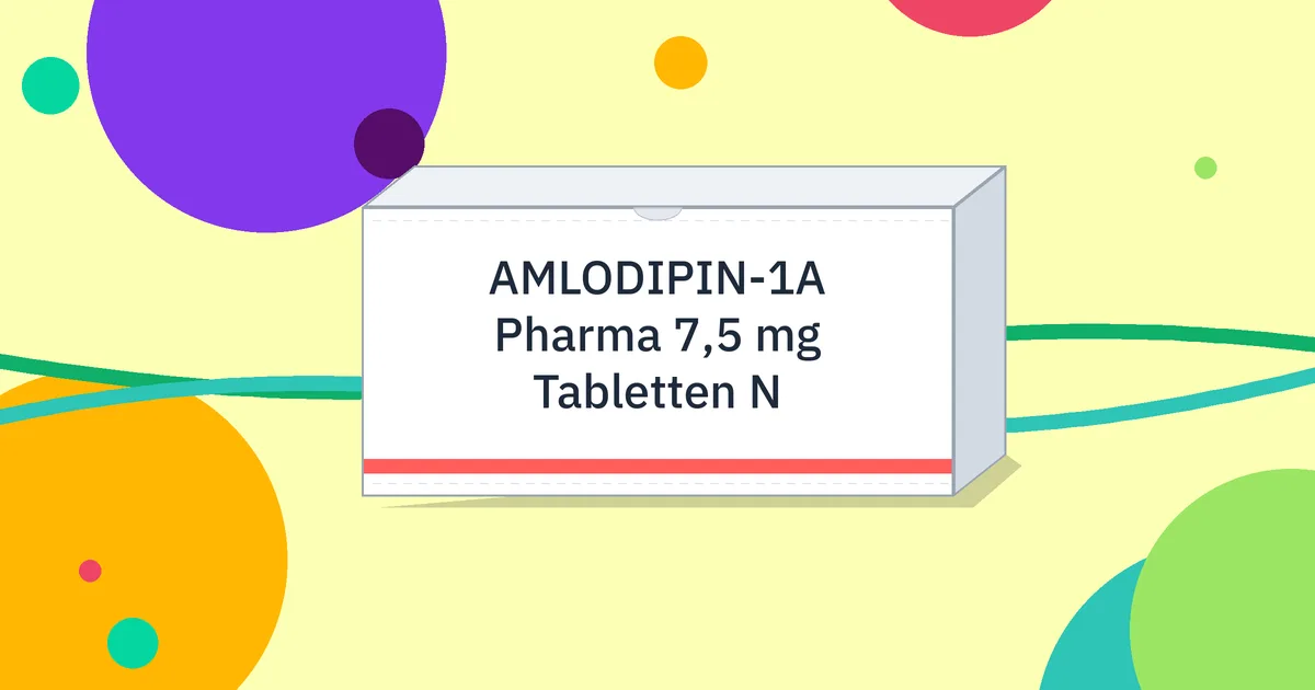 Symbolbild: Packung mit der Aufschrift AMLODIPIN-1A Pharma 7,5 mg Tabletten N (PZN 00889924) – Verfügbarkeit und Bezug in Apotheken in Frankfurt am Main