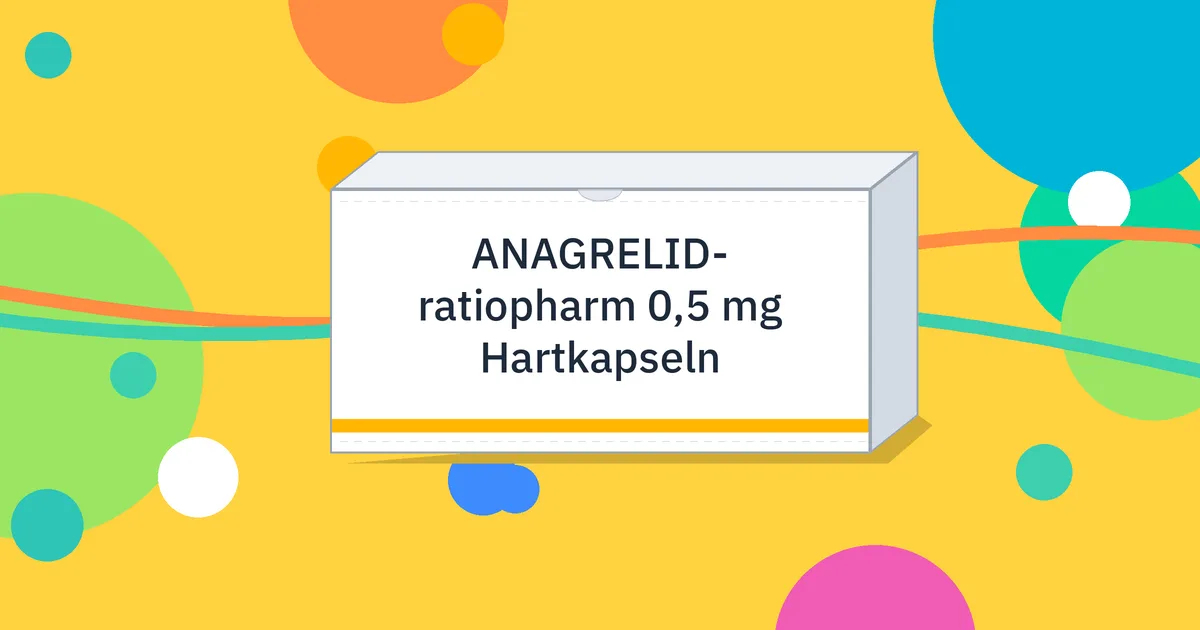 Symbolbild: Packung mit der Aufschrift ANAGRELID-ratiopharm 0,5 mg Hartkapseln (PZN 12551076) – Verfügbarkeit und Bezug in Apotheken in Frankfurt am Main