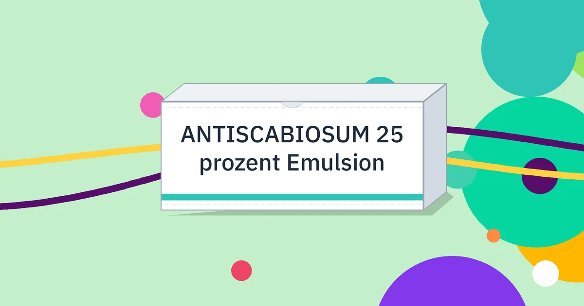 Symbolbild: Packung mit der Aufschrift ANTISCABIOSUM 25 prozent Emulsion (PZN 07286755) – Verfügbarkeit und Bezug in Apotheken in Frankfurt am Main