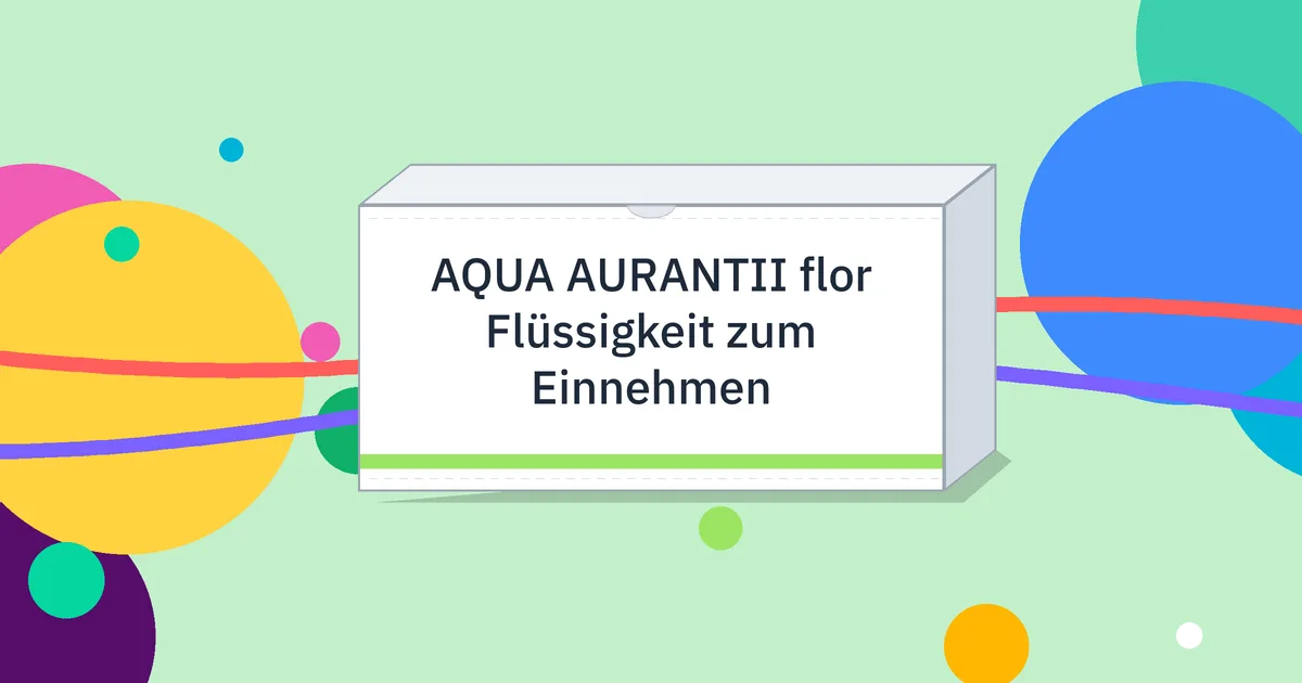 Symbolbild: Packung mit der Aufschrift AQUA AURANTII flor Flüssigkeit zum Einnehmen (PZN 15400828) – Verfügbarkeit und Bezug in Apotheken in Frankfurt am Main