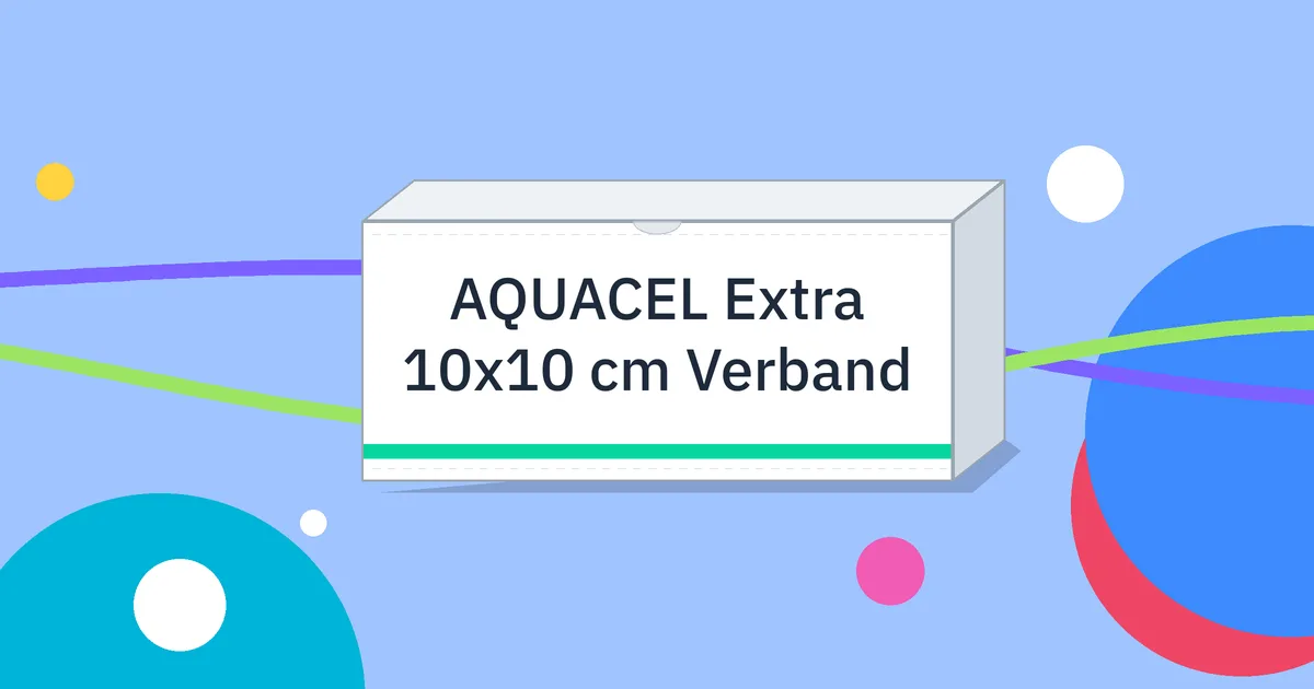 Symbolbild: Packung mit der Aufschrift AQUACEL Extra 10x10 cm Verband (PZN 11226730) – Verfügbarkeit und Bezug in Apotheken in Frankfurt am Main