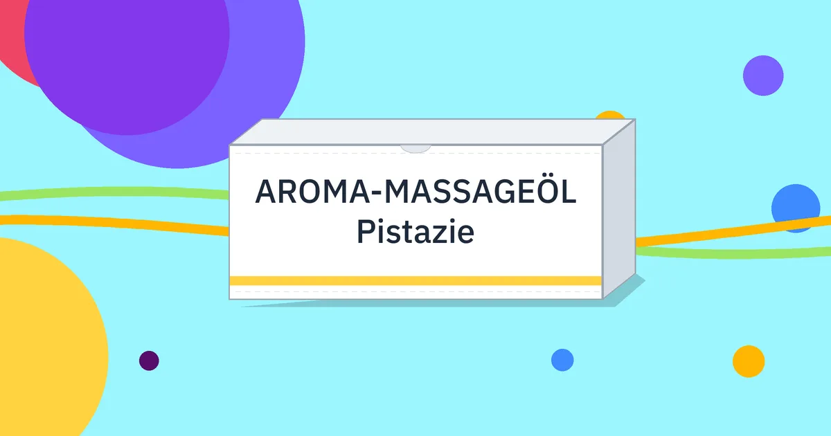Symbolbild: Packung mit der Aufschrift AROMA-MASSAGEÖL Pistazie (PZN 20520523) – Verfügbarkeit und Bezug in Apotheken in Frankfurt am Main