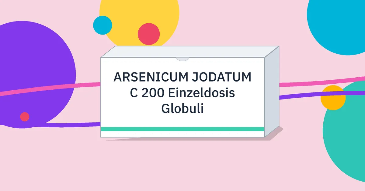Symbolbild: Packung mit der Aufschrift ARSENICUM JODATUM C 200 Einzeldosis Globuli (PZN 01576073) – Verfügbarkeit und Bezug in Apotheken in Frankfurt am Main