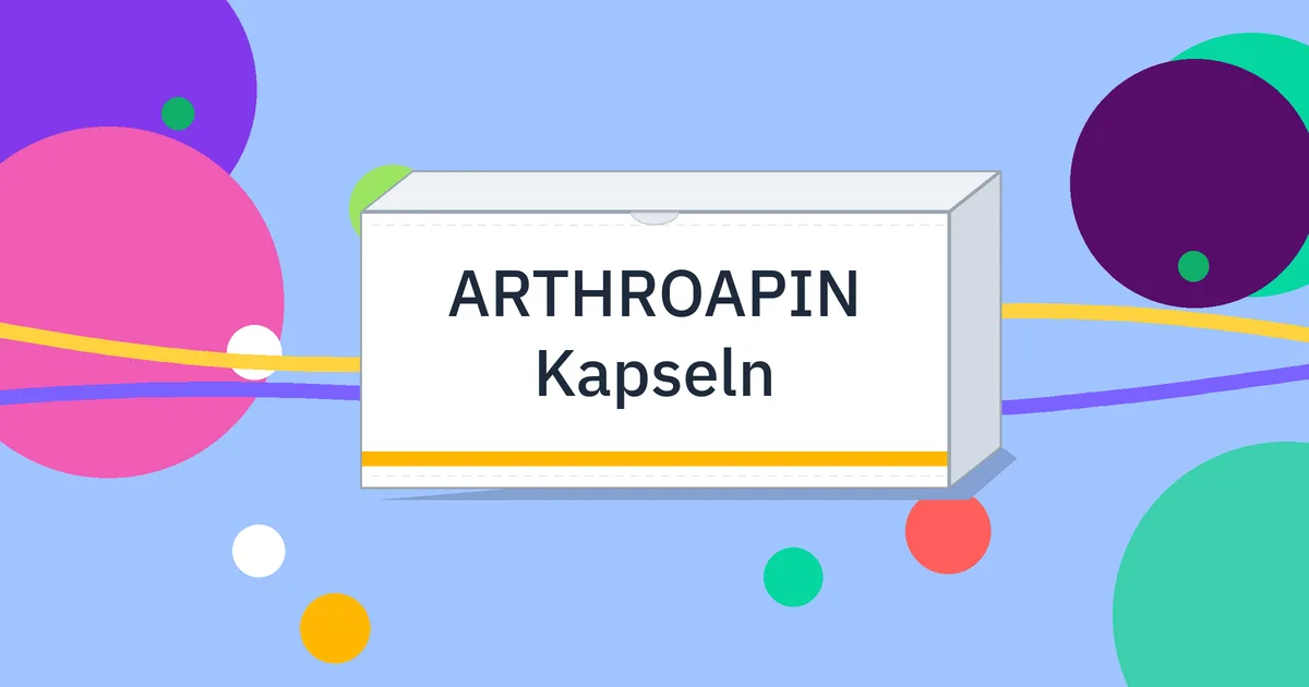 Symbolbild: Packung mit der Aufschrift ARTHROAPIN Kapseln (PZN 13568280) – Verfügbarkeit und Bezug in Apotheken in Frankfurt am Main