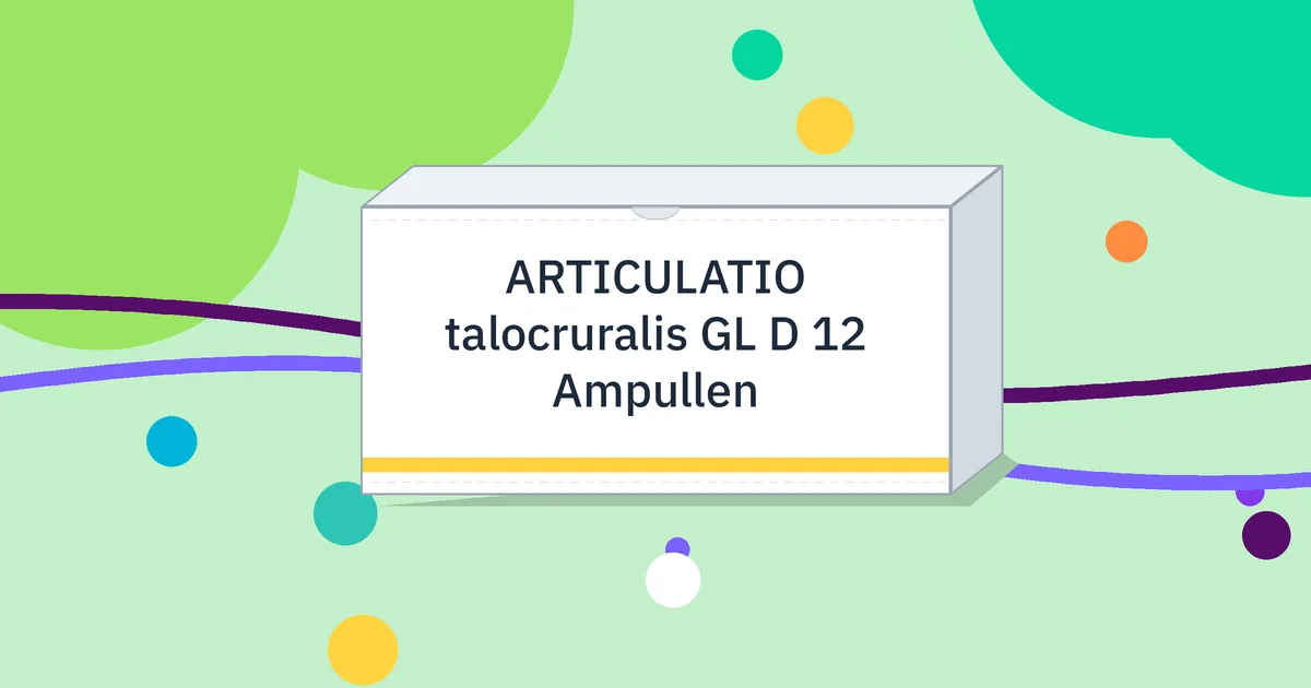 Symbolbild: Packung mit der Aufschrift ARTICULATIO talocruralis GL D 12 Ampullen (PZN 02908011) – Verfügbarkeit und Bezug in Apotheken in Frankfurt am Main