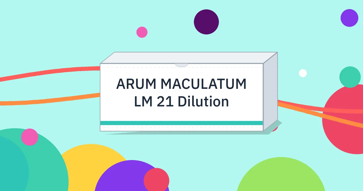 Symbolbild: Packung mit der Aufschrift ARUM MACULATUM LM 21 Dilution (PZN 13396413) – Verfügbarkeit und Bezug in Apotheken in Frankfurt am Main