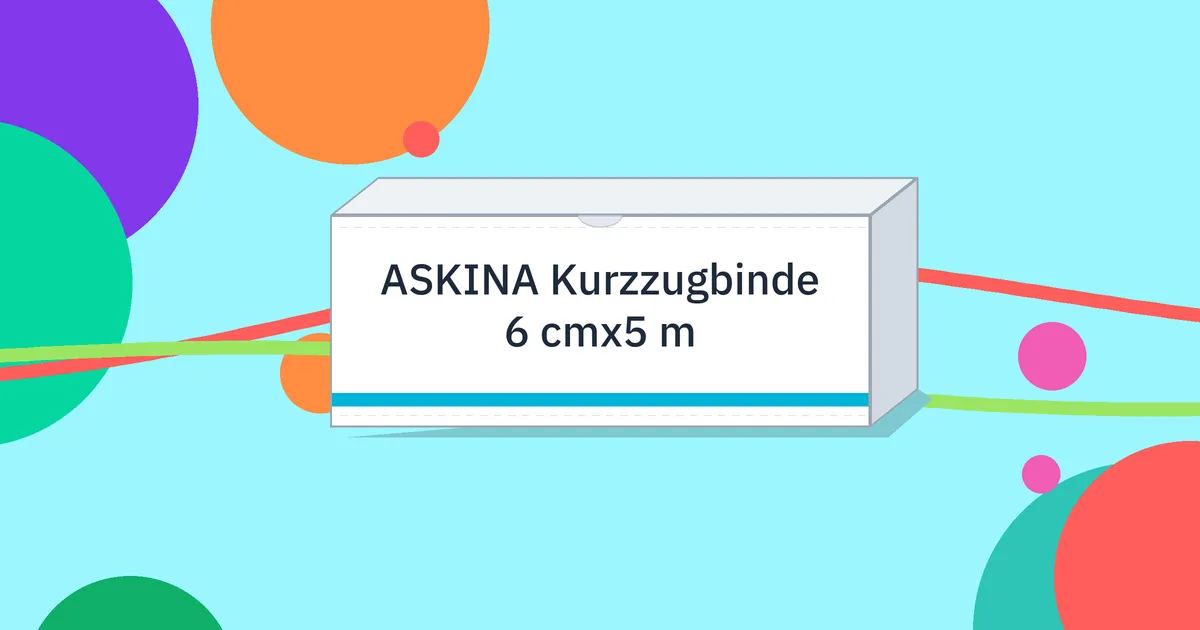 Symbolbild: Packung mit der Aufschrift ASKINA Kurzzugbinde 6 cmx5 m (PZN 09914865) – Verfügbarkeit und Bezug in Apotheken in Frankfurt am Main