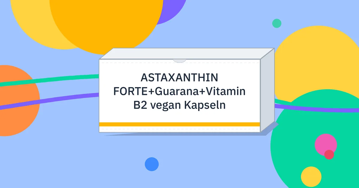 Symbolbild: Packung mit der Aufschrift ASTAXANTHIN FORTE+Guarana+Vitamin B2 vegan Kapseln (PZN 18910151) – Verfügbarkeit und Bezug in Apotheken in Frankfurt am Main