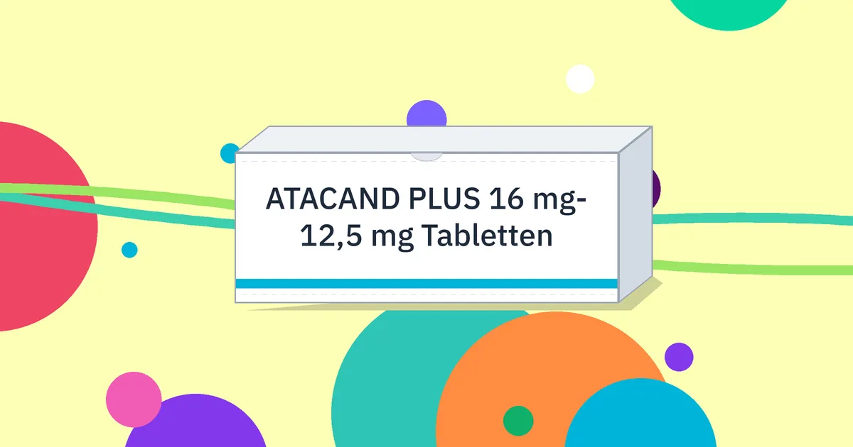 Symbolbild: Packung mit der Aufschrift ATACAND PLUS 16 mg-12,5 mg Tabletten (PZN 05356546) – Verfügbarkeit und Bezug in Apotheken in Frankfurt am Main