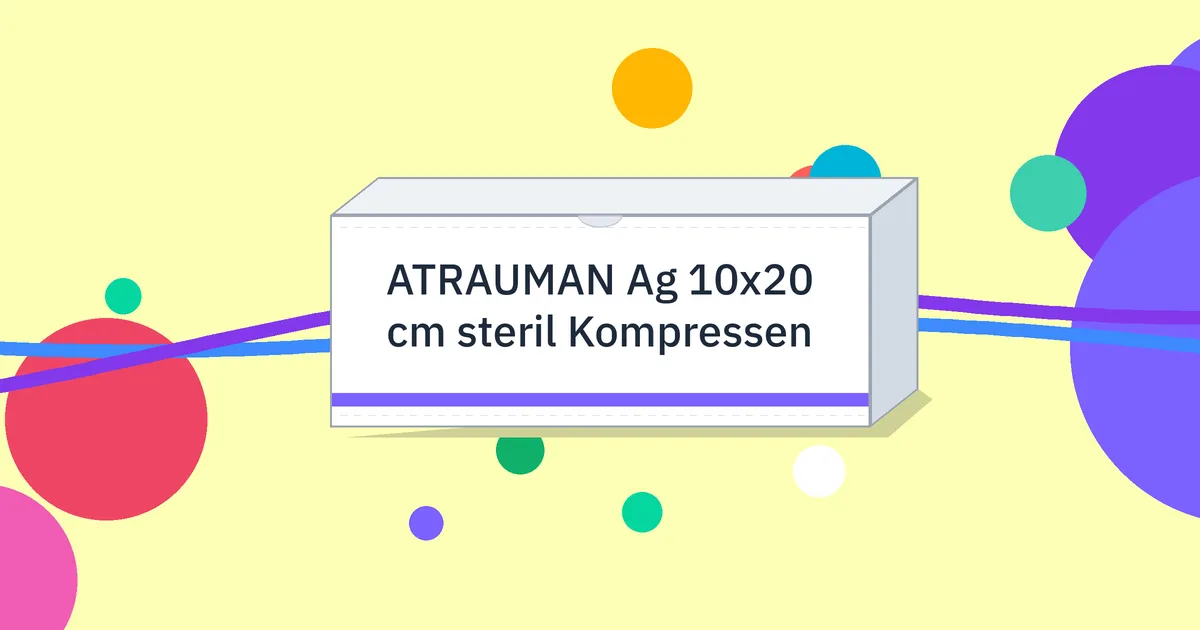 Symbolbild: Packung mit der Aufschrift ATRAUMAN Ag 10x20 cm steril Kompressen (PZN 05397982) – Verfügbarkeit und Bezug in Apotheken in Frankfurt am Main
