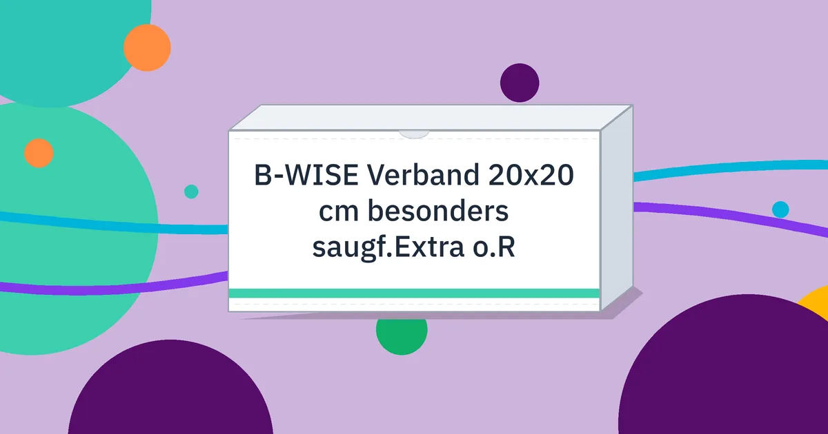 Symbolbild: Packung mit der Aufschrift B-WISE Verband 20x20 cm besonders saugf.Extra o.R (PZN 19730511) – Verfügbarkeit und Bezug in Apotheken in Frankfurt am Main