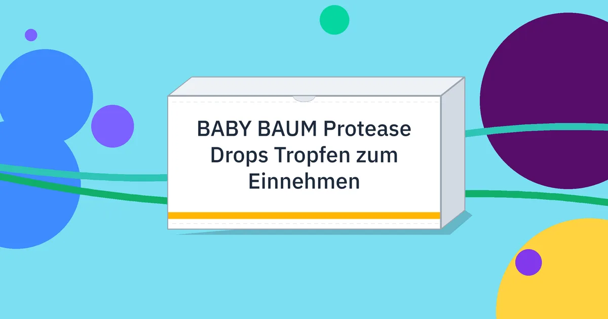Symbolbild: Packung mit der Aufschrift BABY BAUM Protease Drops Tropfen zum Einnehmen (PZN 19133169) – Verfügbarkeit und Bezug in Apotheken in Frankfurt am Main
