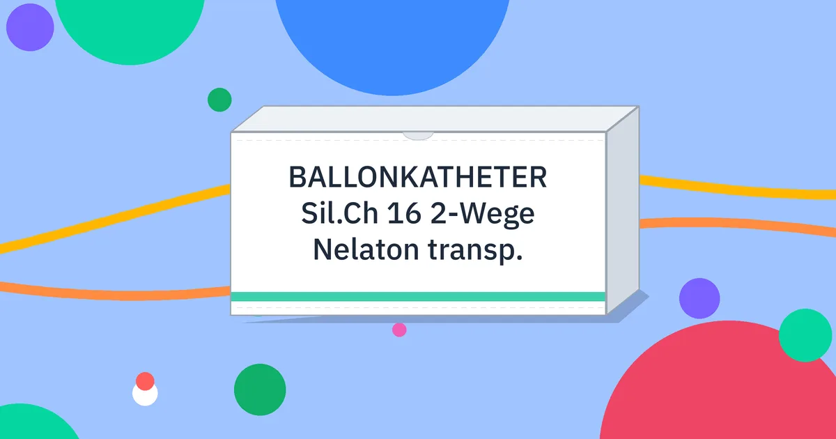Symbolbild: Packung mit der Aufschrift BALLONKATHETER Sil.Ch 16 2-Wege Nelaton transp. (PZN 14350703) – Verfügbarkeit und Bezug in Apotheken in Frankfurt am Main