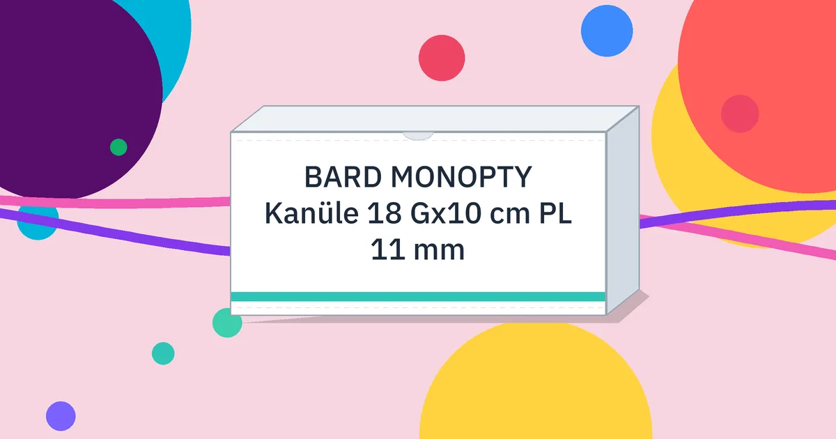 Symbolbild: Packung mit der Aufschrift BARD MONOPTY Kanüle 18 Gx10 cm PL 11 mm (PZN 07780656) – Verfügbarkeit und Bezug in Apotheken in Frankfurt am Main