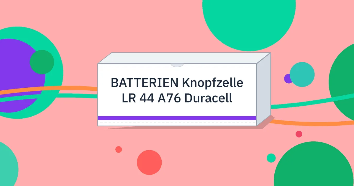 Symbolbild: Packung mit der Aufschrift BATTERIEN Knopfzelle LR 44 A76 Duracell (PZN 08411949) – Verfügbarkeit und Bezug in Apotheken in Frankfurt am Main