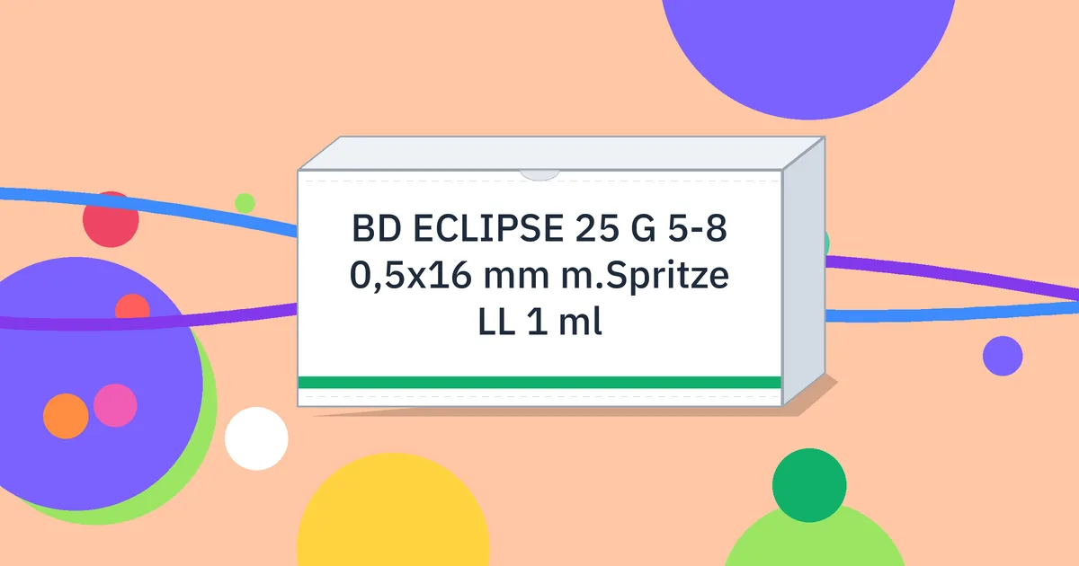 Symbolbild: Packung mit der Aufschrift BD ECLIPSE 25 G 5-8 0,5x16 mm m.Spritze LL 1 ml (PZN 02065417) – Verfügbarkeit und Bezug in Apotheken in Frankfurt am Main