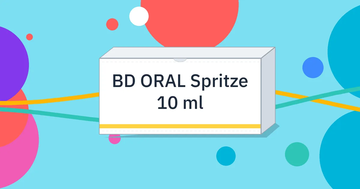 Symbolbild: Packung mit der Aufschrift BD ORAL Spritze 10 ml (PZN 06728671) – Verfügbarkeit und Bezug in Apotheken in Frankfurt am Main