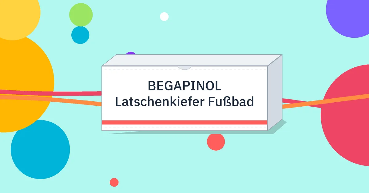 Symbolbild: Packung mit der Aufschrift BEGAPINOL Latschenkiefer Fußbad (PZN 09911393) – Verfügbarkeit und Bezug in Apotheken in Frankfurt am Main