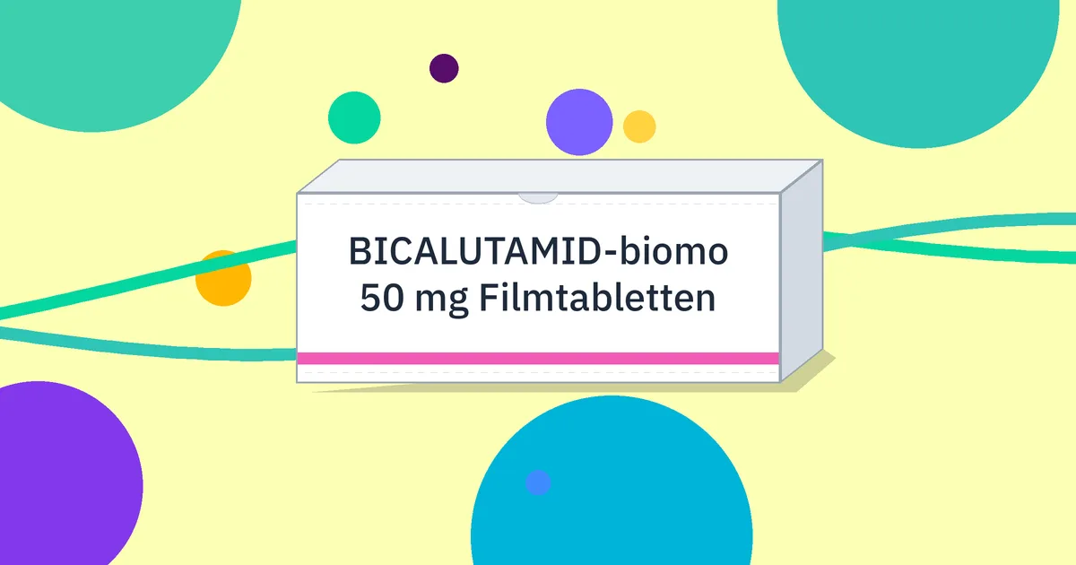 Symbolbild: Packung mit der Aufschrift BICALUTAMID-biomo 50 mg Filmtabletten (PZN 06707120) – Verfügbarkeit und Bezug in Apotheken in Frankfurt am Main