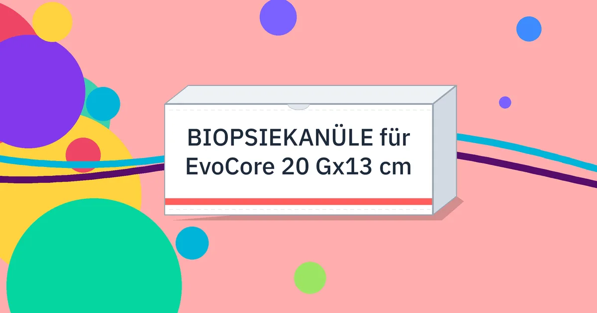 Symbolbild: Packung mit der Aufschrift BIOPSIEKANÜLE für EvoCore 20 Gx13 cm (PZN 11059232) – Verfügbarkeit und Bezug in Apotheken in Frankfurt am Main