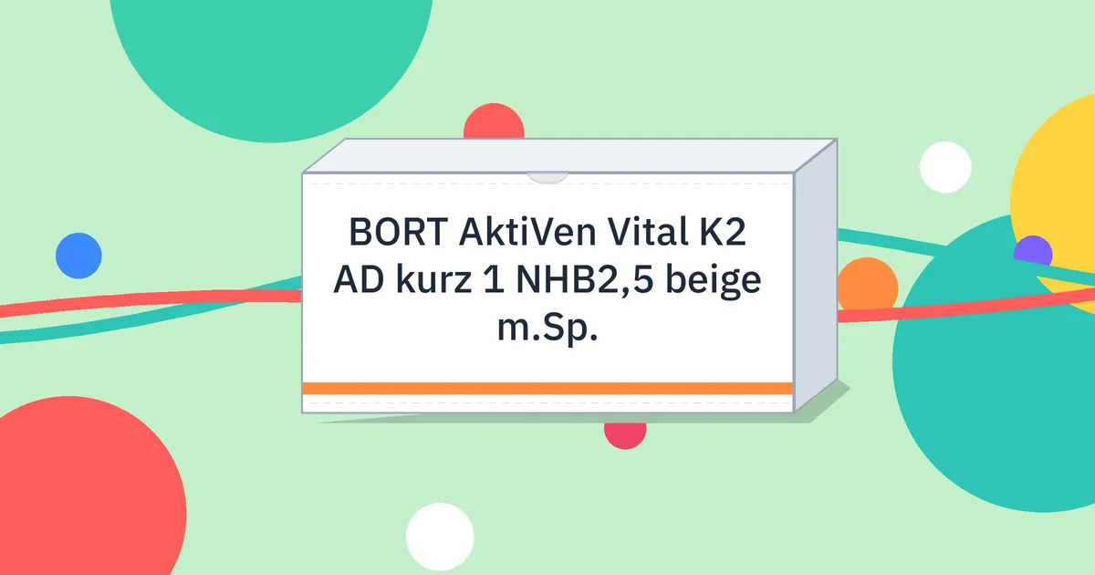 Symbolbild: Packung mit der Aufschrift BORT AktiVen Vital K2 AD kurz 1 NHB2,5 beige m.Sp. (PZN 17499133) – Verfügbarkeit und Bezug in Apotheken in Frankfurt am Main