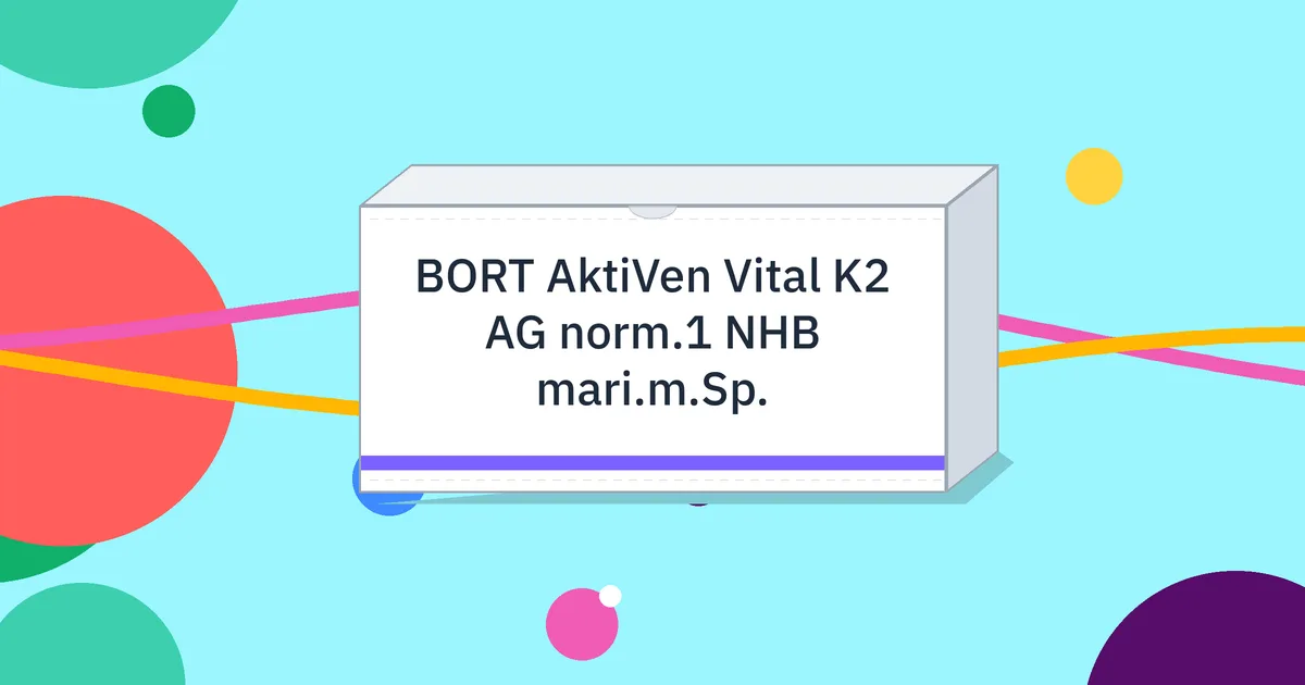 Symbolbild: Packung mit der Aufschrift BORT AktiVen Vital K2 AG norm.1 NHB mari.m.Sp. (PZN 13733098) – Verfügbarkeit und Bezug in Apotheken in Frankfurt am Main
