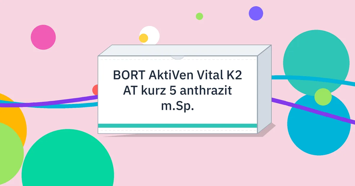 Symbolbild: Packung mit der Aufschrift BORT AktiVen Vital K2 AT kurz 5 anthrazit m.Sp. (PZN 13743323) – Verfügbarkeit und Bezug in Apotheken in Frankfurt am Main