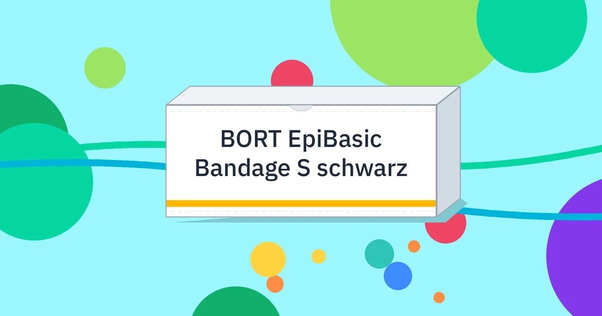 Symbolbild: Packung mit der Aufschrift BORT EpiBasic Bandage S schwarz (PZN 09444276) – Verfügbarkeit und Bezug in Apotheken in Frankfurt am Main