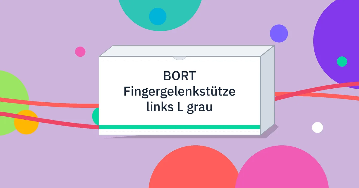 Symbolbild: Packung mit der Aufschrift BORT Fingergelenkstütze links L grau (PZN 16317319) – Verfügbarkeit und Bezug in Apotheken in Frankfurt am Main