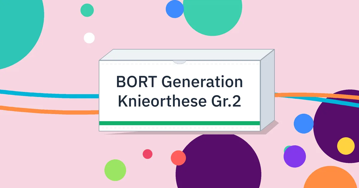 Symbolbild: Packung mit der Aufschrift BORT Generation Knieorthese Gr.2 (PZN 16843775) – Verfügbarkeit und Bezug in Apotheken in Frankfurt am Main