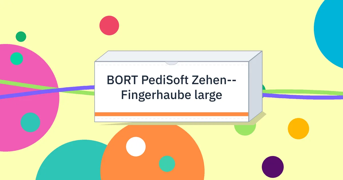 Symbolbild: Packung mit der Aufschrift BORT PediSoft Zehen--Fingerhaube large (PZN 09460996) – Verfügbarkeit und Bezug in Apotheken in Frankfurt am Main