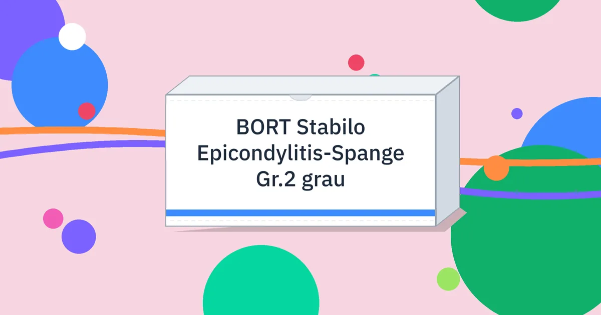 Symbolbild: Packung mit der Aufschrift BORT Stabilo Epicondylitis-Spange Gr.2 grau (PZN 05539927) – Verfügbarkeit und Bezug in Apotheken in Frankfurt am Main