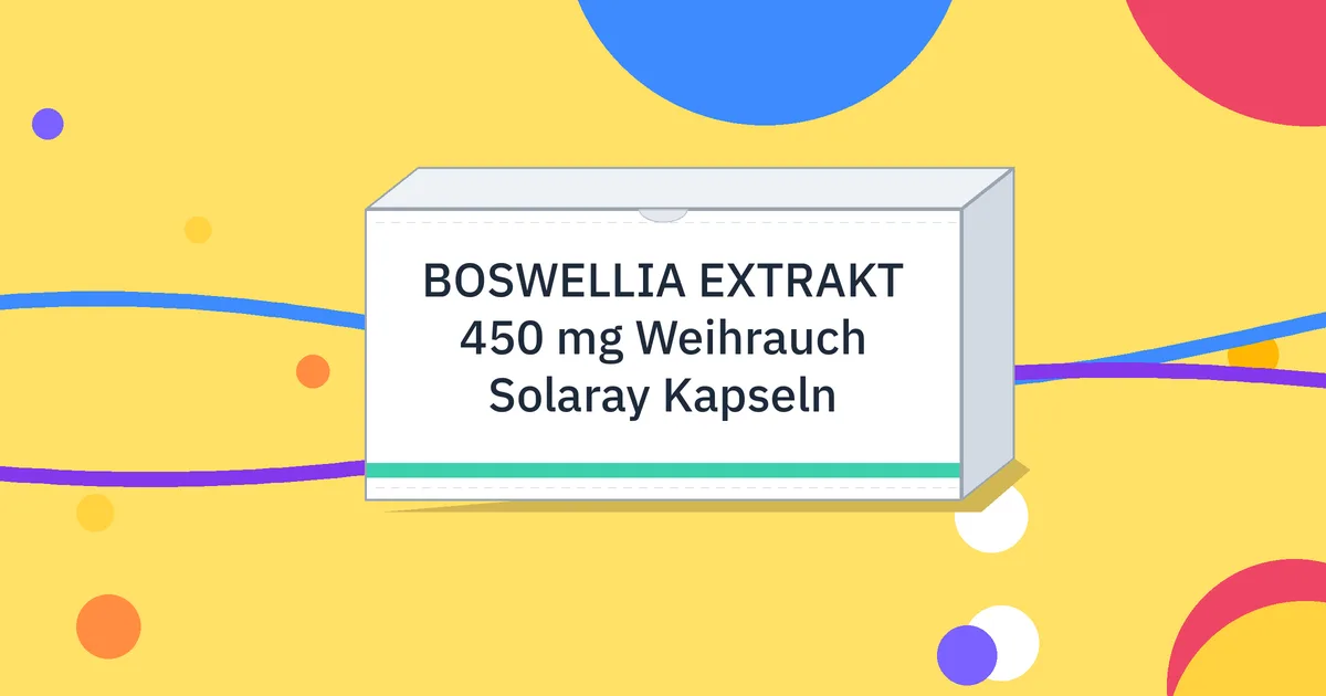 Symbolbild: Packung mit der Aufschrift BOSWELLIA EXTRAKT 450 mg Weihrauch Solaray Kapseln (PZN 17253538) – Verfügbarkeit und Bezug in Apotheken in Frankfurt am Main