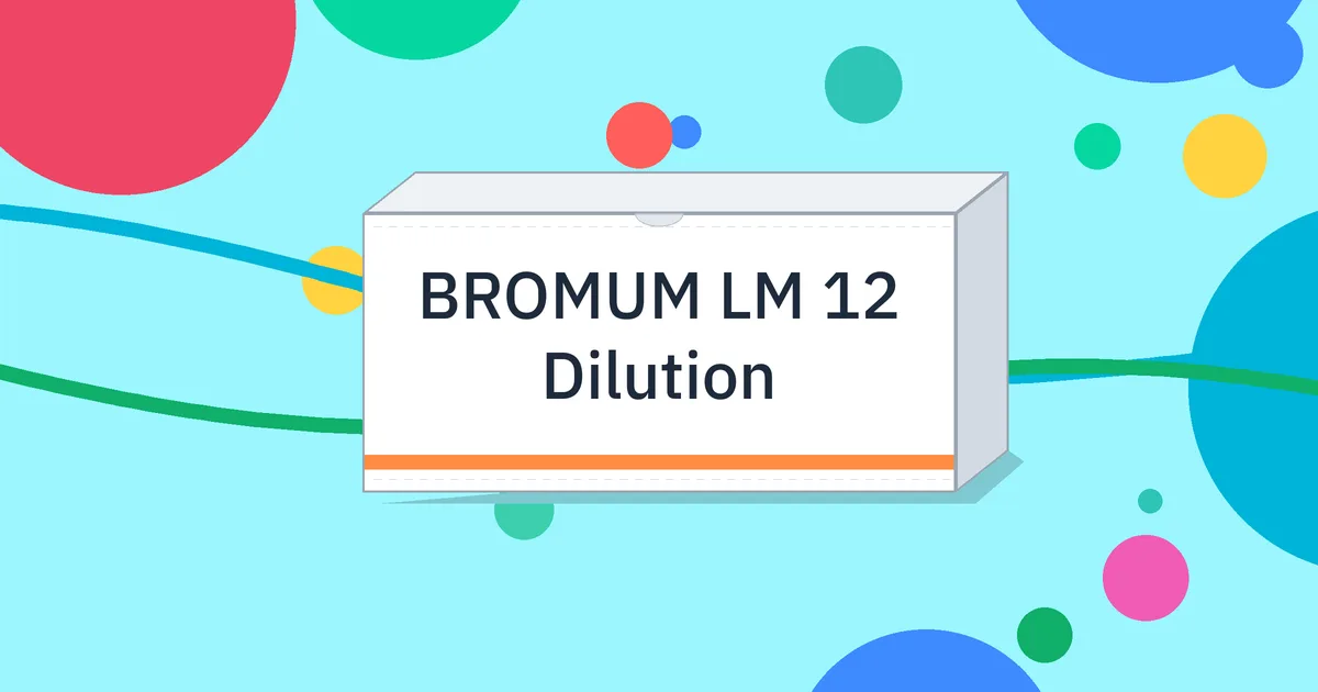 Symbolbild: Packung mit der Aufschrift BROMUM LM 12 Dilution (PZN 02600968) – Verfügbarkeit und Bezug in Apotheken in Frankfurt am Main