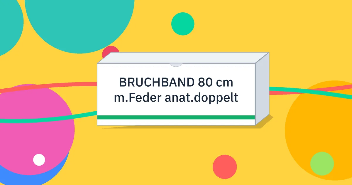 Symbolbild: Packung mit der Aufschrift BRUCHBAND 80 cm m.Feder anat.doppelt (PZN 02007673) – Verfügbarkeit und Bezug in Apotheken in Frankfurt am Main