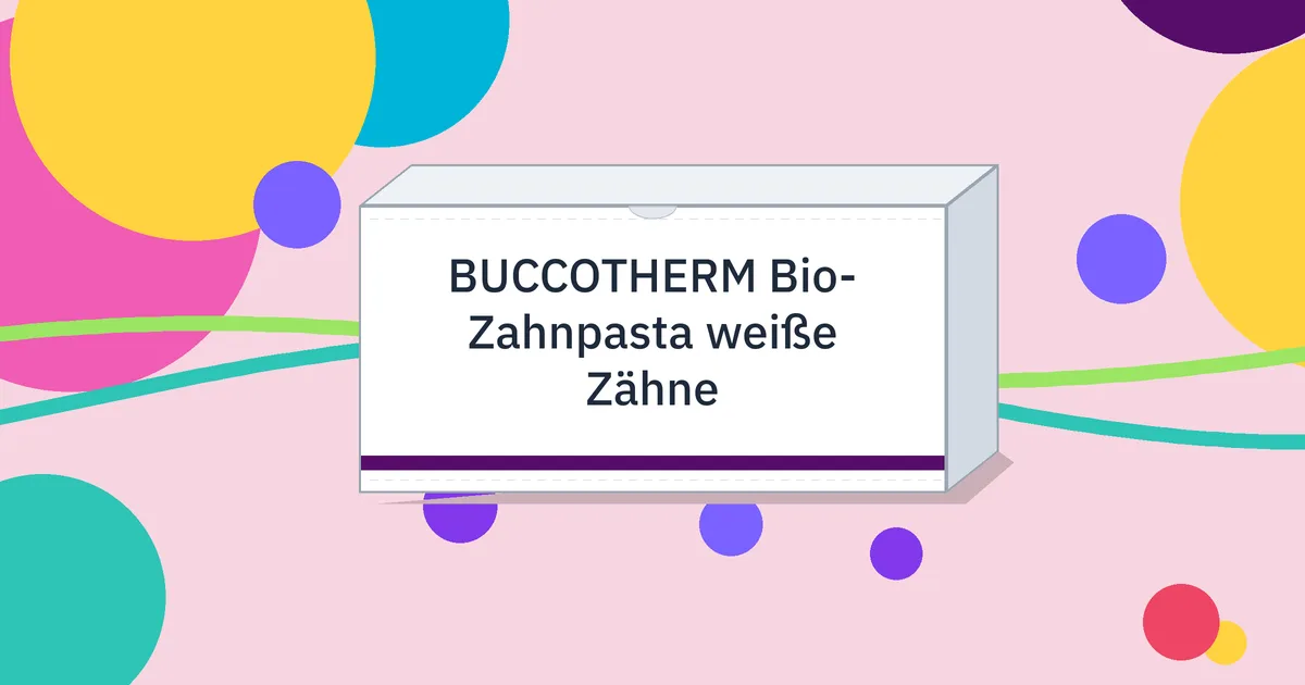 Symbolbild: Packung mit der Aufschrift BUCCOTHERM Bio-Zahnpasta weiße Zähne (PZN 15382295) – Verfügbarkeit und Bezug in Apotheken in Frankfurt am Main
