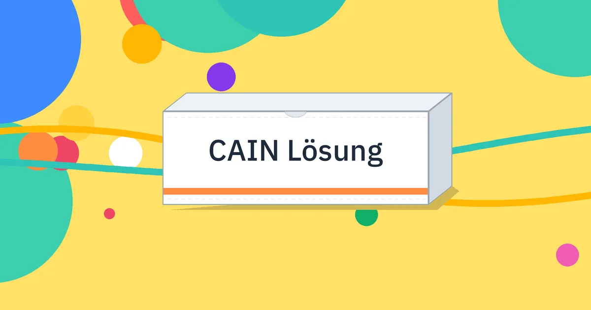 Symbolbild: Packung mit der Aufschrift CAIN Lösung (PZN 04965332) – Verfügbarkeit und Bezug in Apotheken in Frankfurt am Main