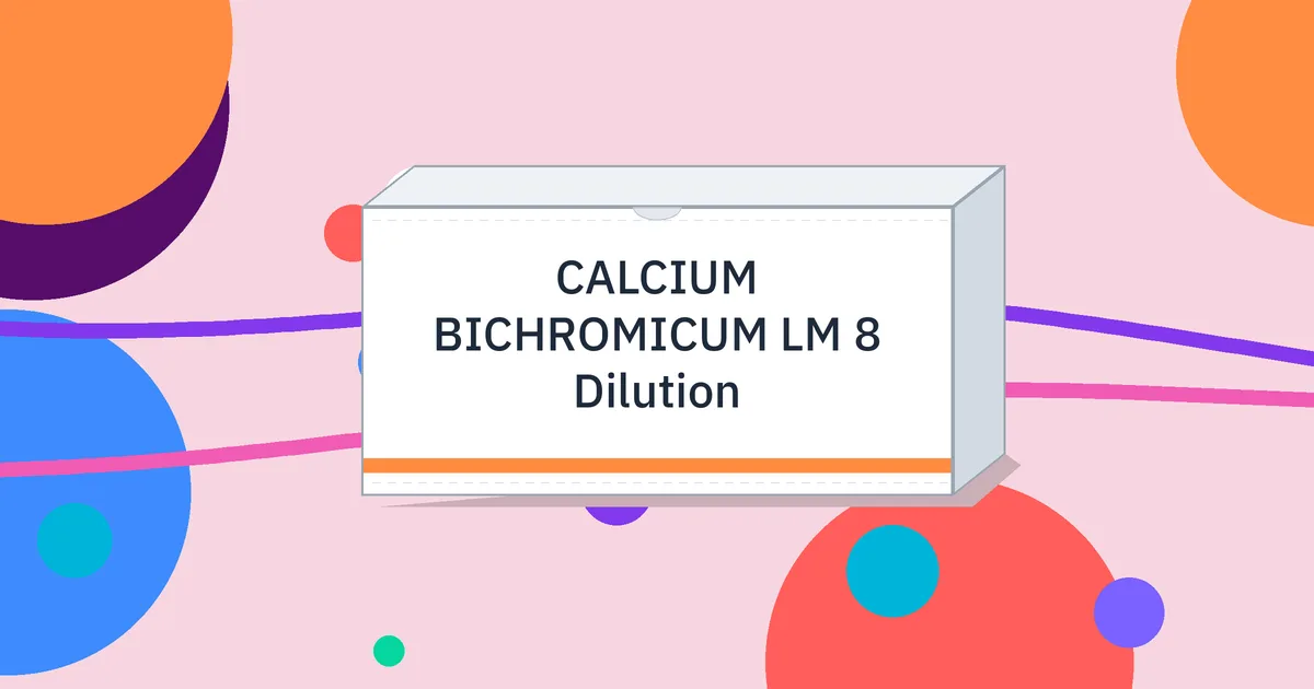Symbolbild: Packung mit der Aufschrift CALCIUM BICHROMICUM LM 8 Dilution (PZN 13407269) – Verfügbarkeit und Bezug in Apotheken in Frankfurt am Main