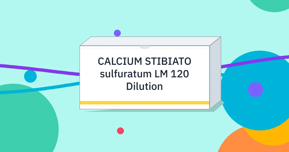 Symbolbild: Packung mit der Aufschrift CALCIUM STIBIATO sulfuratum LM 120 Dilution (PZN 12806866) – Verfügbarkeit und Bezug in Apotheken in Frankfurt am Main