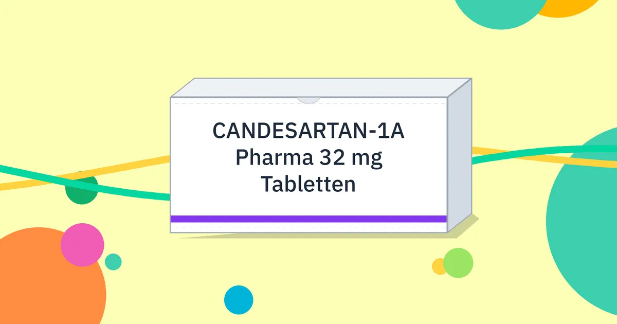 Symbolbild: Packung mit der Aufschrift CANDESARTAN-1A Pharma 32 mg Tabletten (PZN 09273202) – Verfügbarkeit und Bezug in Apotheken in Frankfurt am Main
