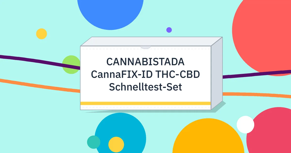 Symbolbild: Packung mit der Aufschrift CANNABISTADA CannaFIX-ID THC-CBD Schnelltest-Set (PZN 17581739) – Verfügbarkeit und Bezug in Apotheken in Frankfurt am Main
