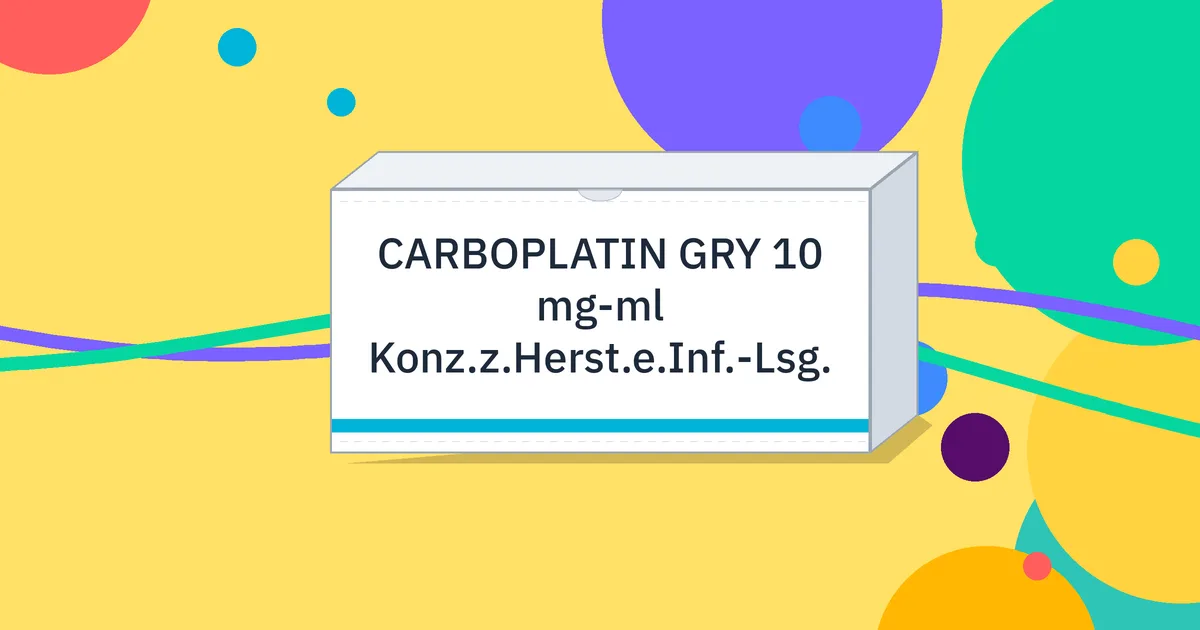 Symbolbild: Packung mit der Aufschrift CARBOPLATIN GRY 10 mg-ml Konz.z.Herst.e.Inf.-Lsg. (PZN 12672265) – Verfügbarkeit und Bezug in Apotheken in Frankfurt am Main