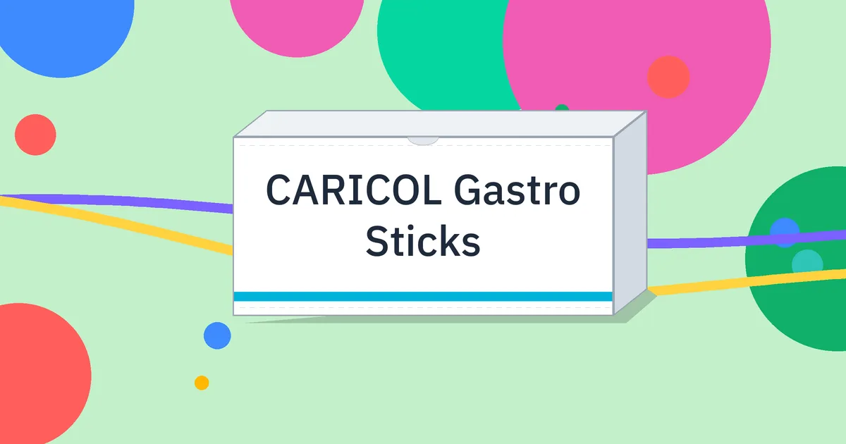 Symbolbild: Packung mit der Aufschrift CARICOL Gastro Sticks (PZN 18842107) – Verfügbarkeit und Bezug in Apotheken in Frankfurt am Main