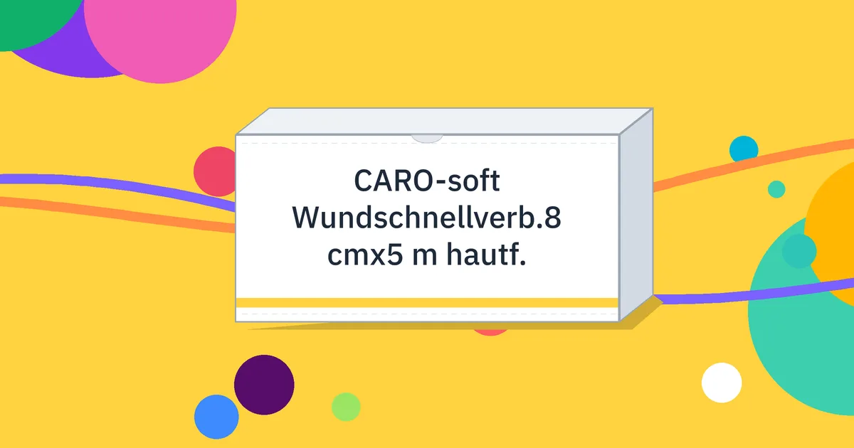 Symbolbild: Packung mit der Aufschrift CARO-soft Wundschnellverb.8 cmx5 m hautf. (PZN 11670666) – Verfügbarkeit und Bezug in Apotheken in Frankfurt am Main