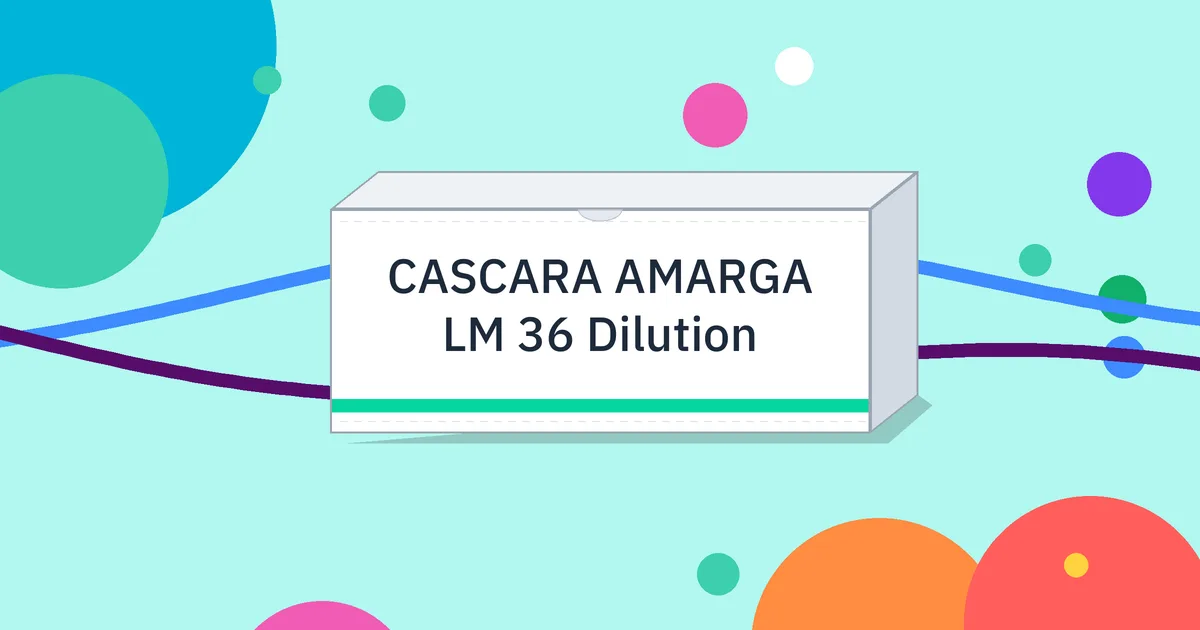 Symbolbild: Packung mit der Aufschrift CASCARA AMARGA LM 36 Dilution (PZN 13432675) – Verfügbarkeit und Bezug in Apotheken in Frankfurt am Main