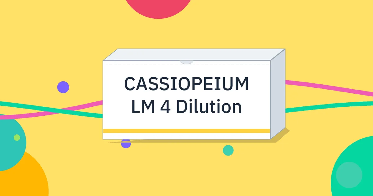 Symbolbild: Packung mit der Aufschrift CASSIOPEIUM LM 4 Dilution (PZN 13433752) – Verfügbarkeit und Bezug in Apotheken in Frankfurt am Main